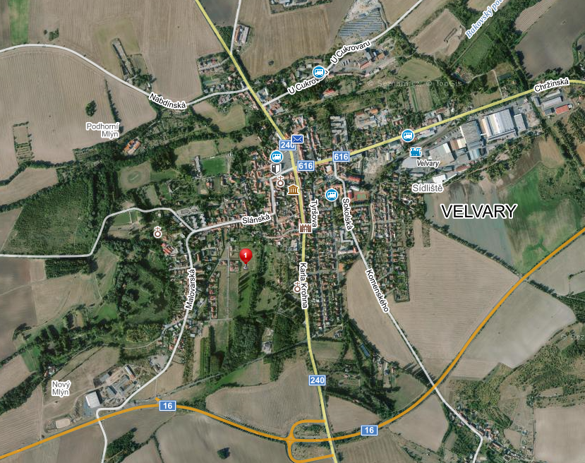 Mapa okolí – Pozemky Velvary